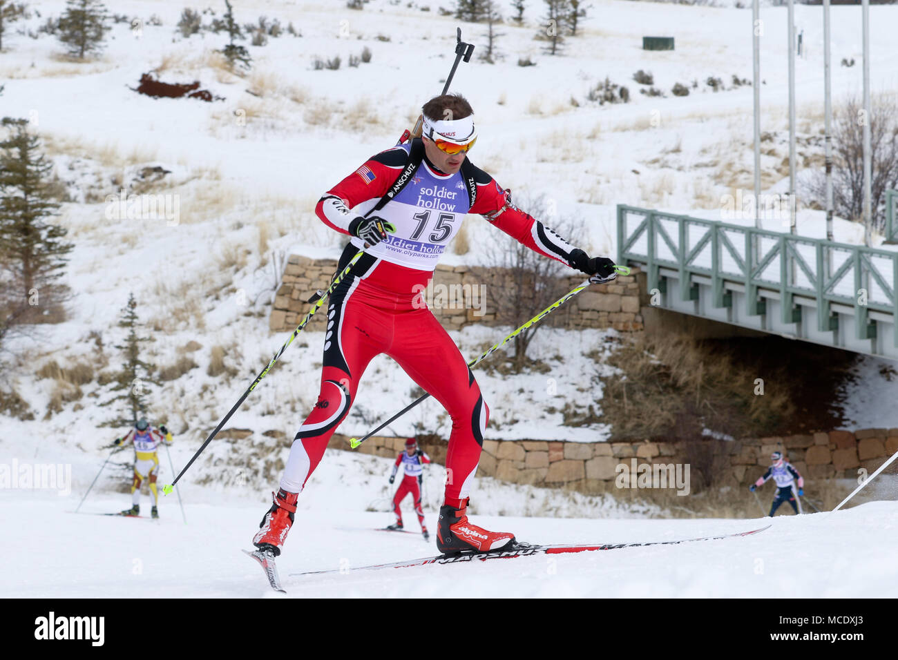 The pursuit event of the 2018 Chief National Guard Bureau Biathlon ...