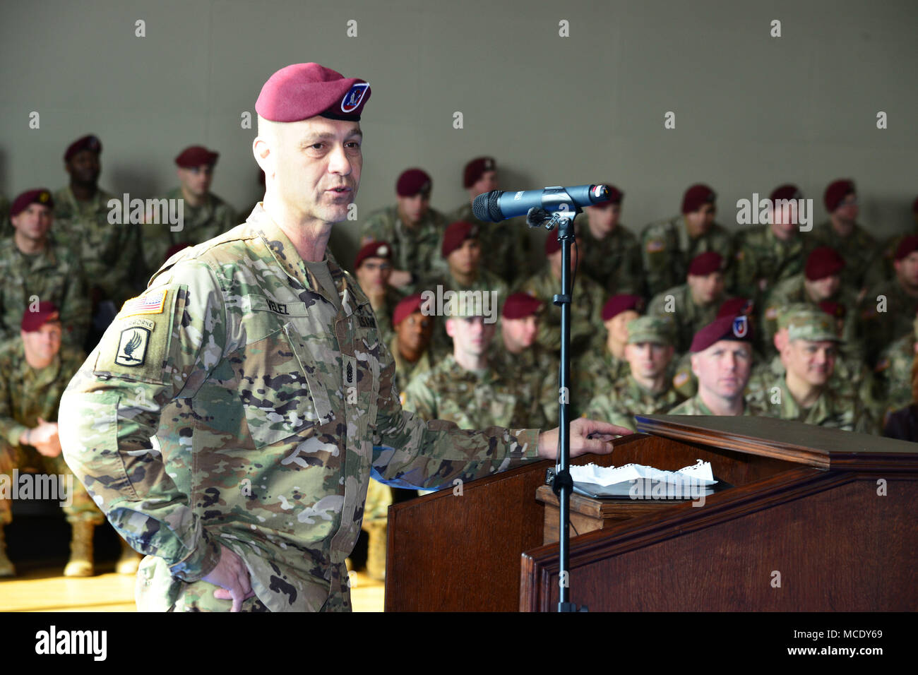 Outgoing Command Sgt. Maj. Franklin Velez of the 173rd Airborne Brigade ...