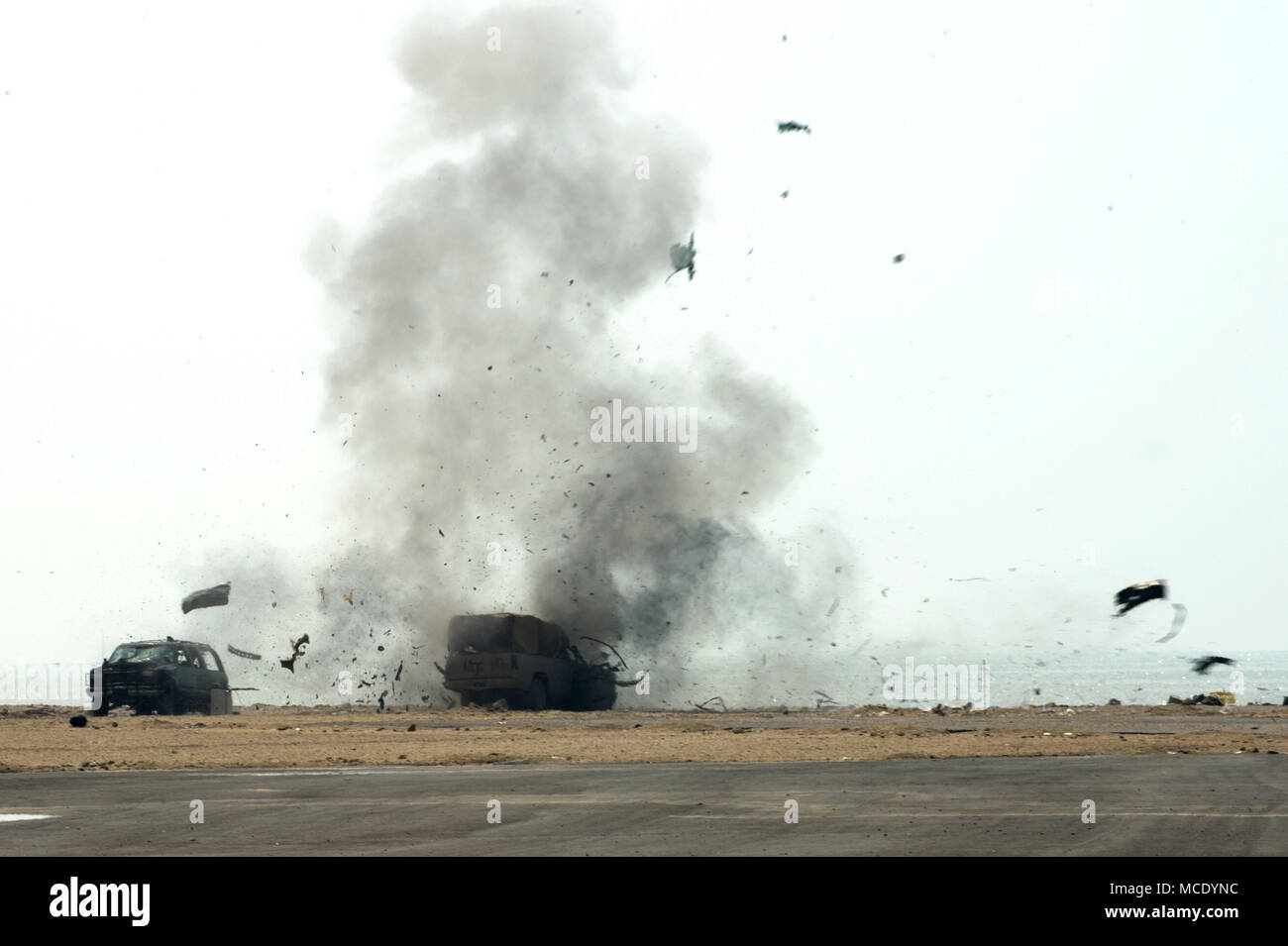 180226-N-XE158-0118 BAHRAIN (Feb 26, 2018) Vehicle disruptors are set ...