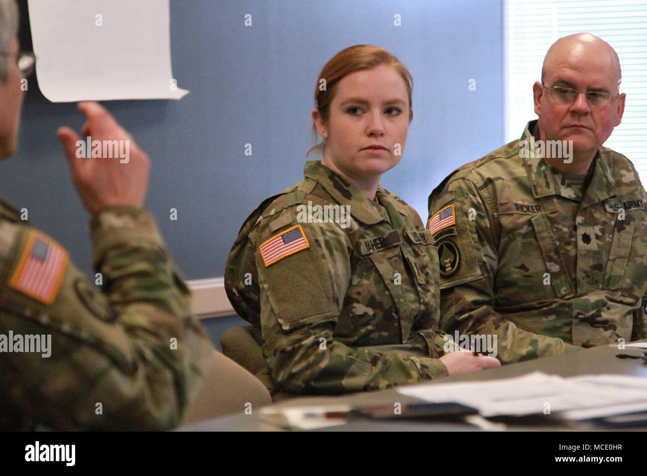 1st Lt. Katherine Maher, 705th TC company commander, receives guidance ...