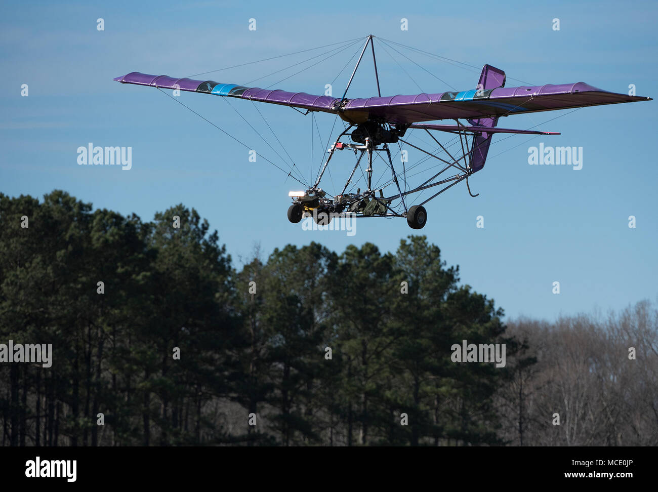 An unmanned, ultra-light aircraft comes in for a landing, Feb. 27, 2018 ...