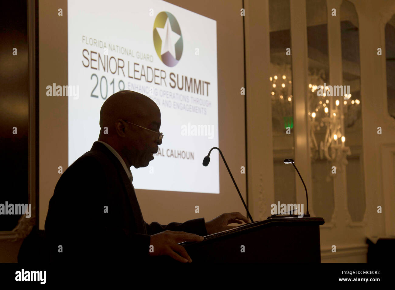 The Adjutant General of Florida, Maj. Gen. Michael Calhoun addresses ...