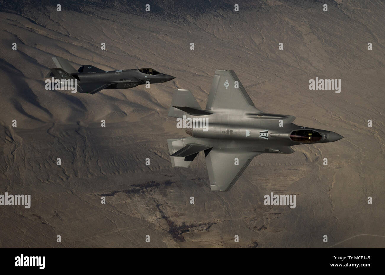 Two U.S. Air Force F-35A Lightning IIs, assigned to the 4th Fighter ...