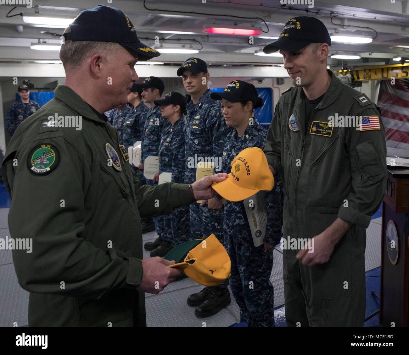 NORFOLK, Va. (Feb. 27, 2018) -- Lt. Jordan Kobs, USS Gerald R. Ford's ...