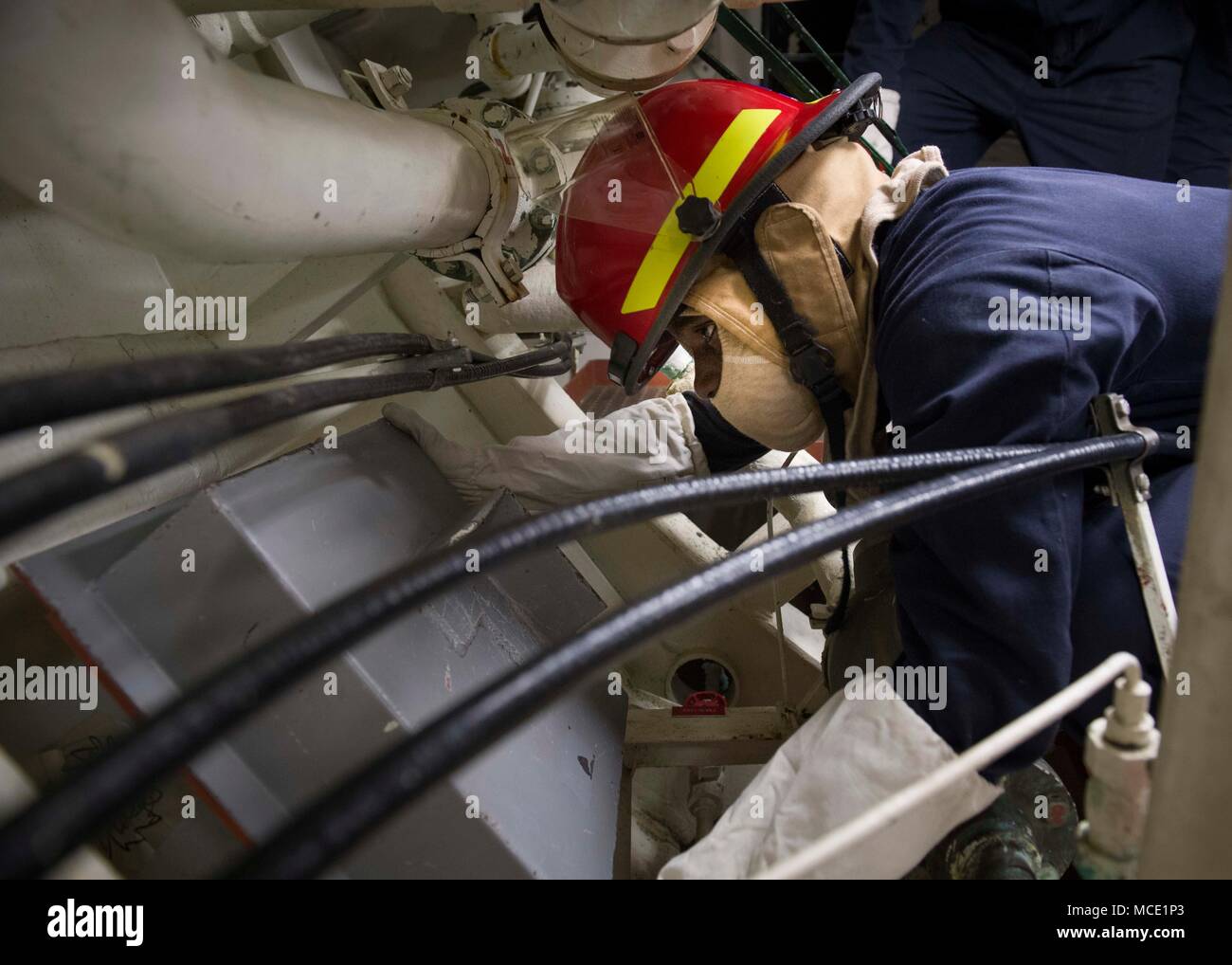 180225-N-IA905-1011 ARABIAN GULF (Feb. 25, 2018) Damage Controlman 3rd ...