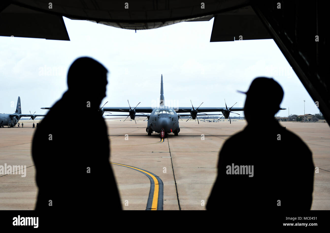 Caleb Sanders, right, speaks to Master Sgt. Matthew Lefever, 39th ...