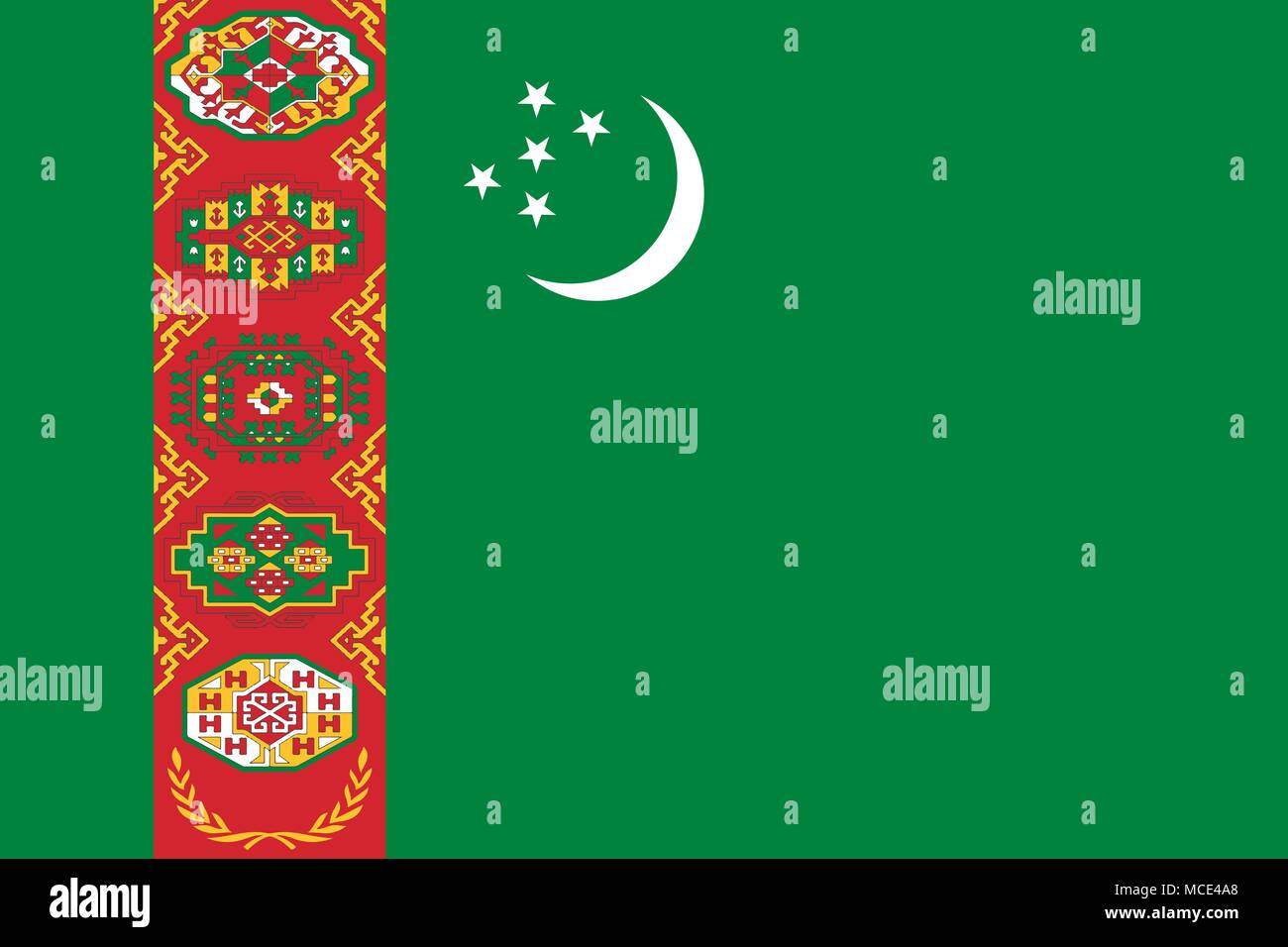 Flag of Turkmenistan official colors and proportions, vector image ...