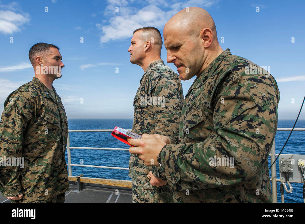 U.S. Marine Corps Maj. Joseph P. Murphy, left, commanding officer of ...