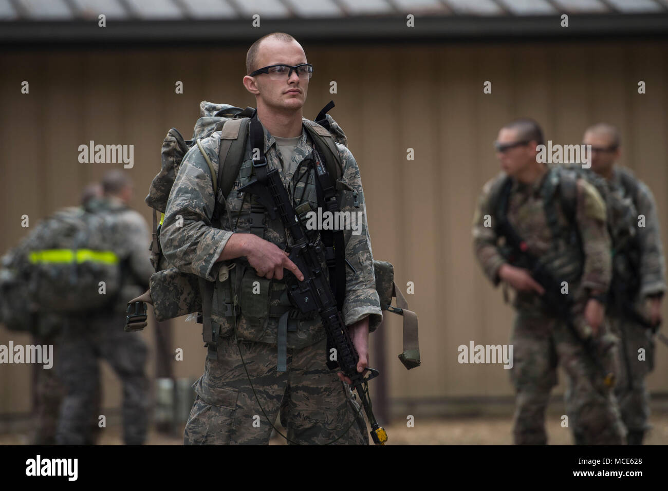 An Airman awaits instruction during a Pre Ranger Assessment Course, Feb ...