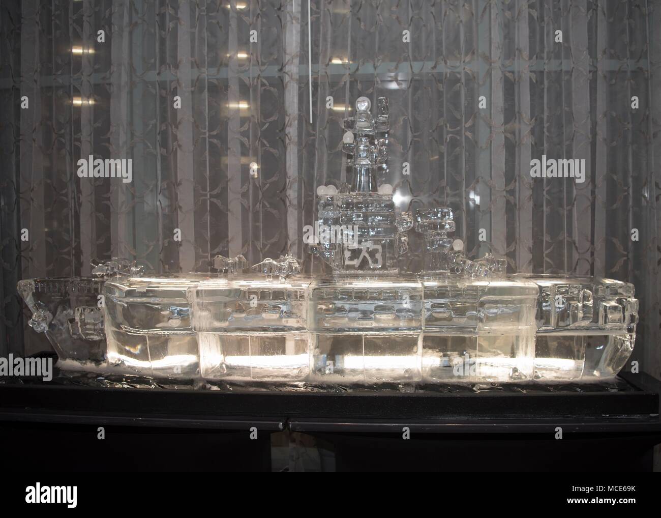 180223-N-PP252-010 (Feb. 23, 2018) An ice sculpture of the Nimitz-class ...