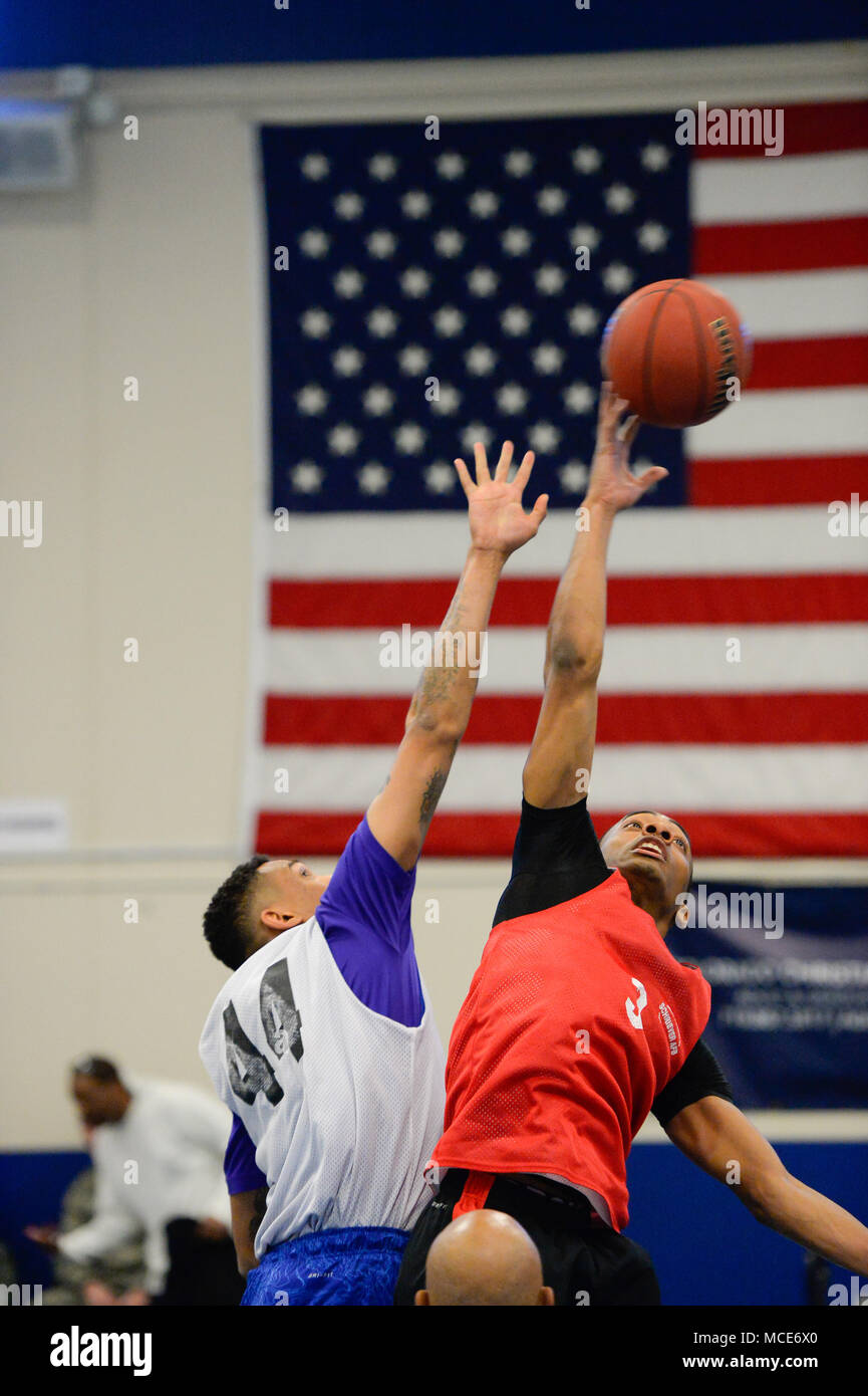 Michael Kilbourne, left, shooting guard with the 50th Wing Staff ...