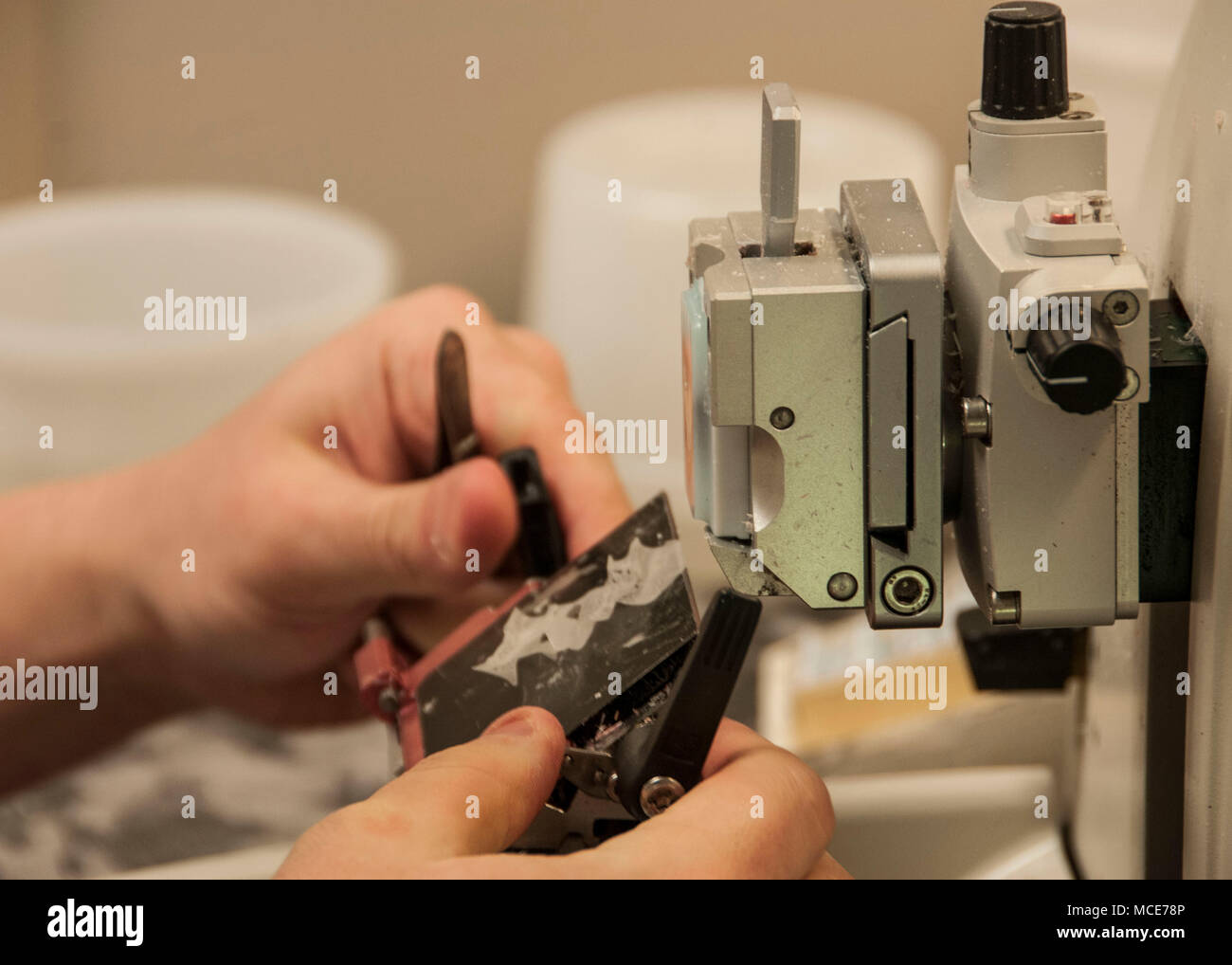 A tissue sample is prepared for diagnosis as part of the histology ...