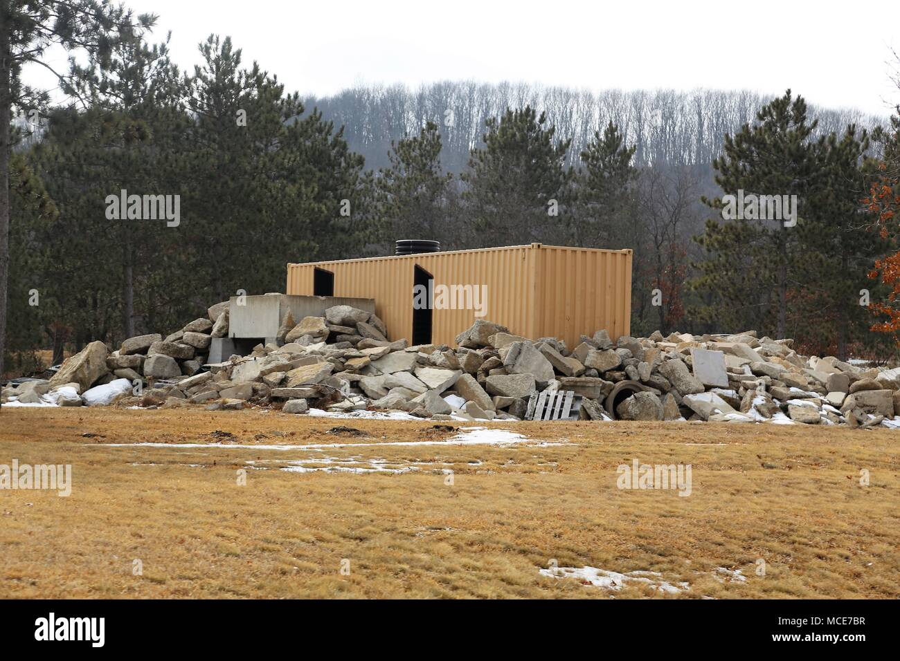 An exterior view of an area of the Fort McCoy Combined Arms Collective ...