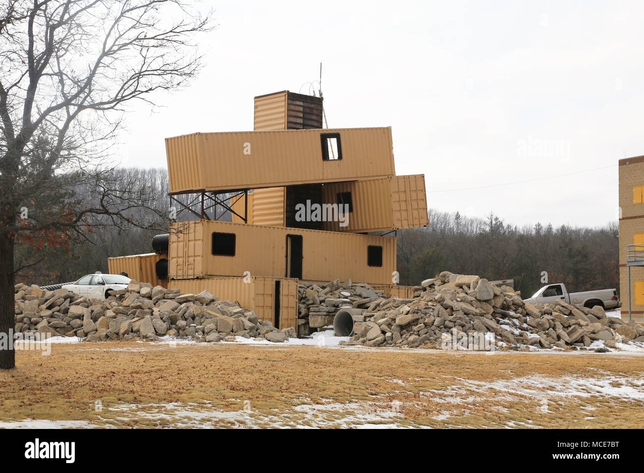 An exterior view of an area of the Fort McCoy Combined Arms Collective ...