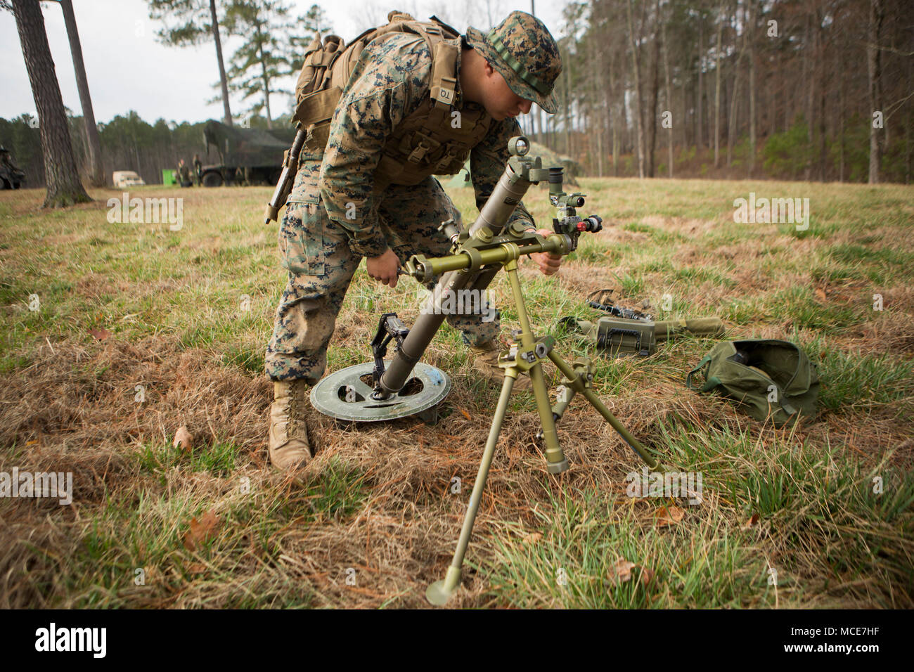 A U.S. Marine with Weapons Platoon, Alpha Company (Alpha Co.), 1st ...