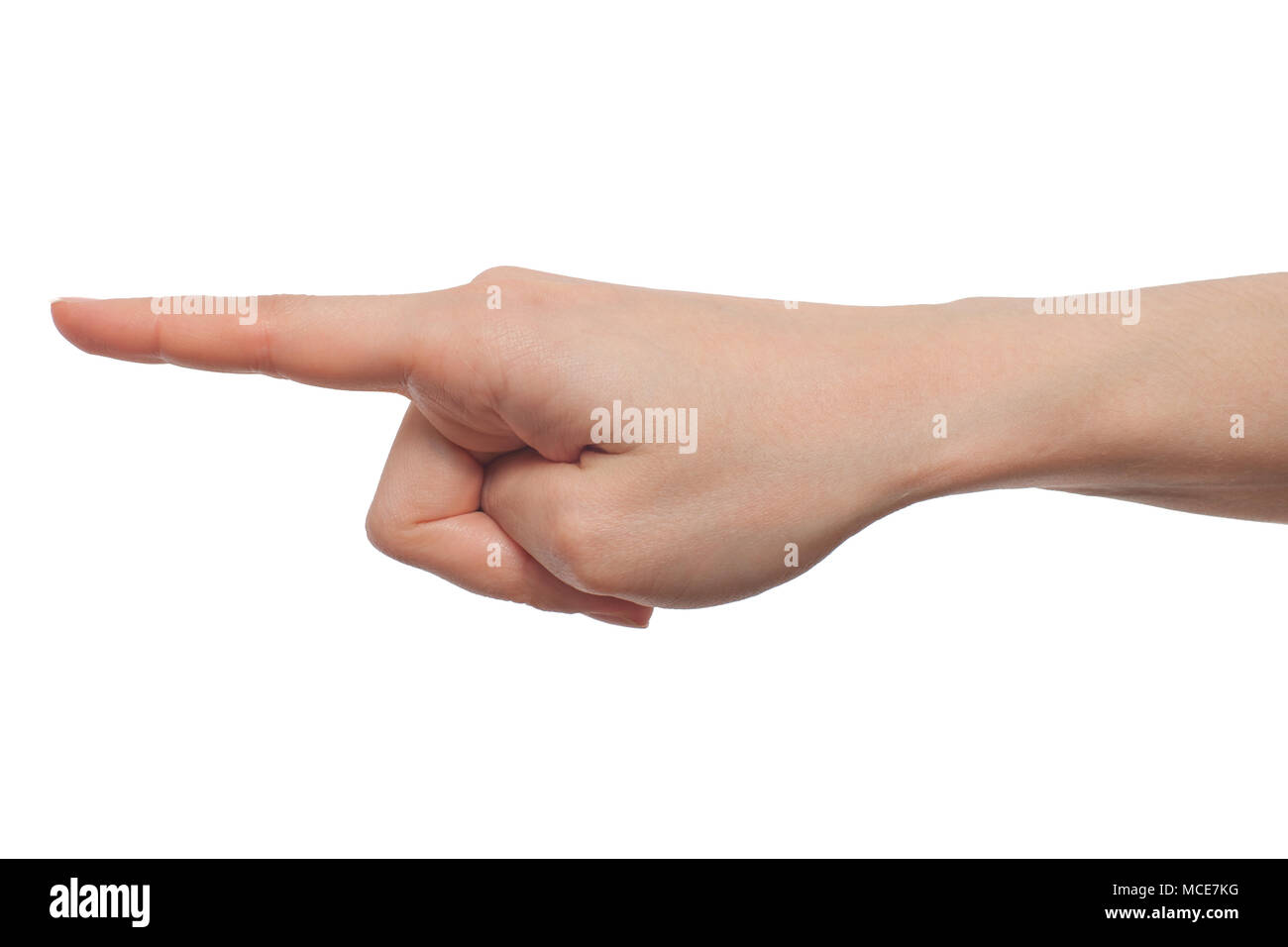 hand pointing one Finger isolated on white background Stock Photo - Alamy