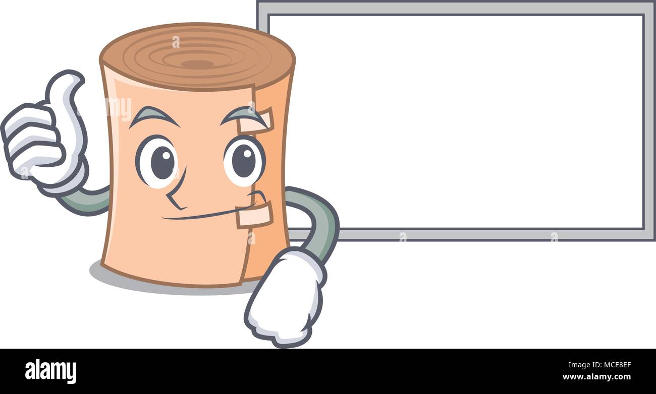 Thumbs up with board medical gauze character cartoon vector ...