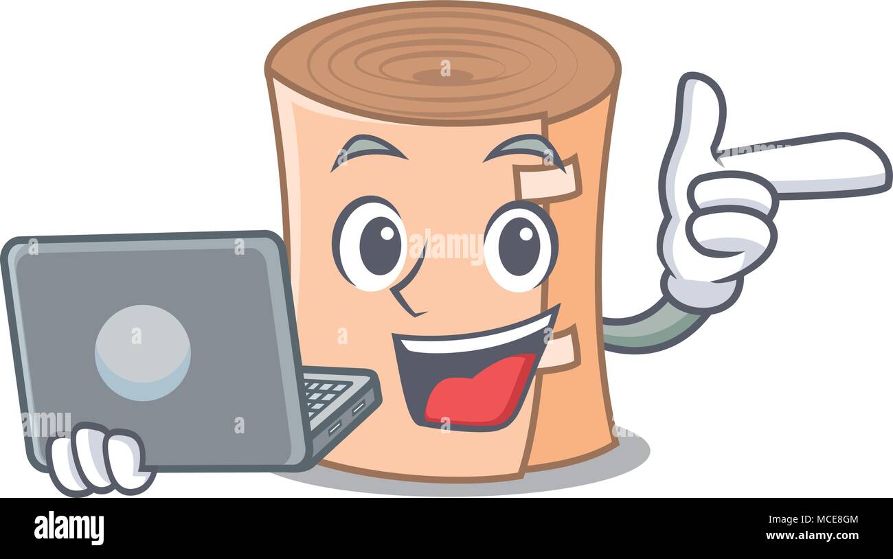 With laptop medical gauze character cartoon vector illustration Stock ...