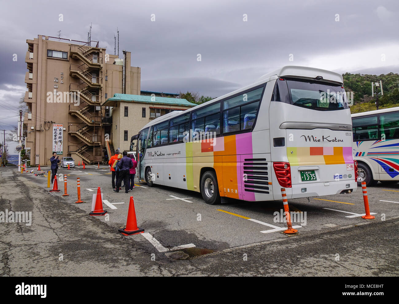 Nagoya, Japan - Mar 16, 2018. Buses waiting at parking lot of a ...