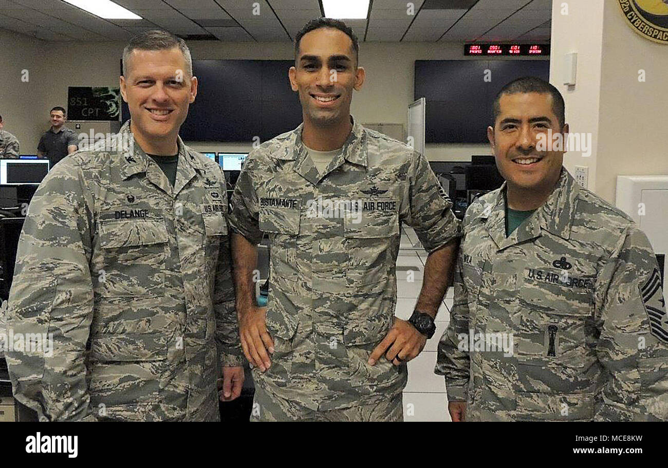 Col. Eric Delange, 688th Cyberspace Wing Commander (left), and Chief ...