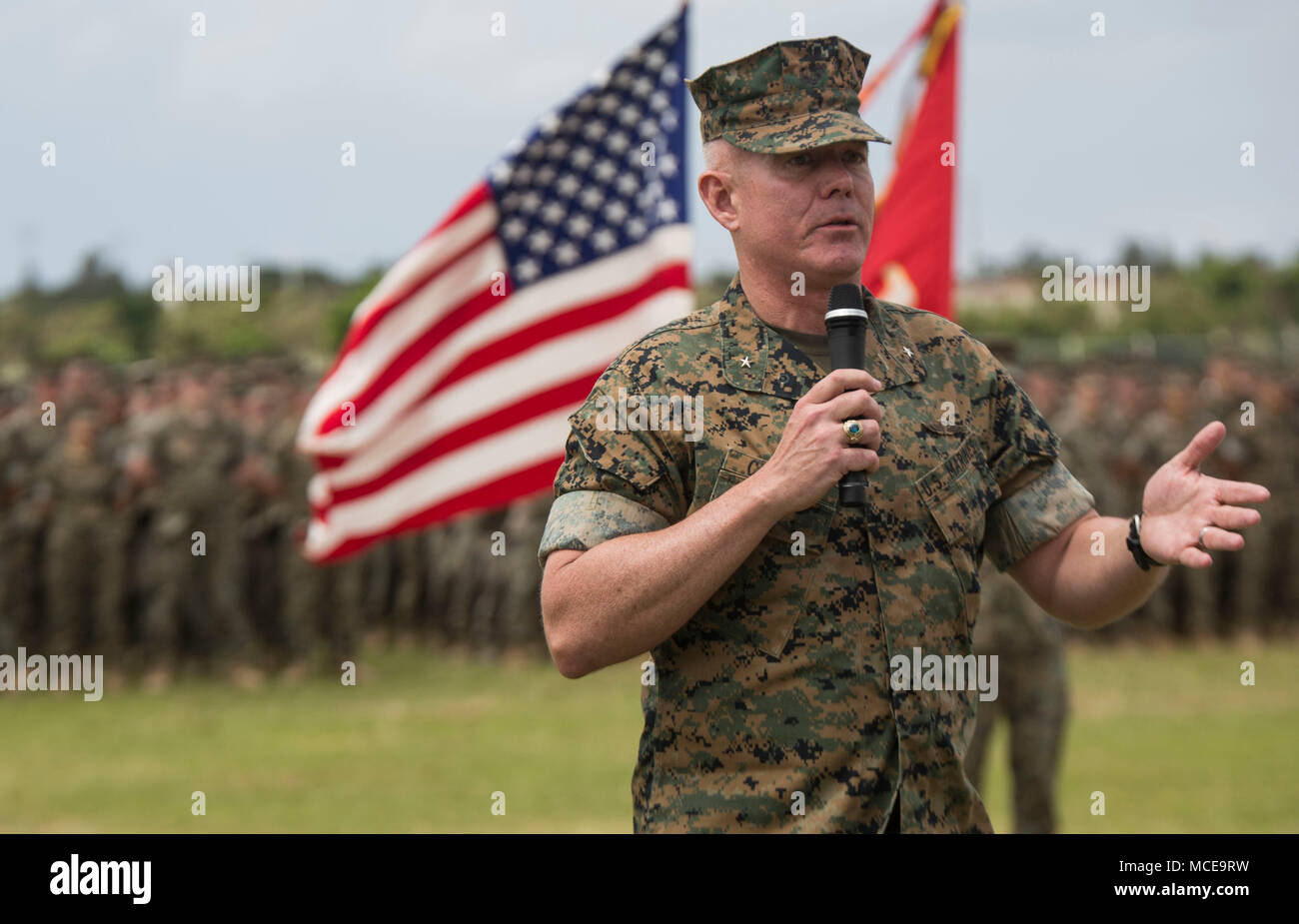 Brig. Gen. Daniel Conley gives a speech during the closing ceremony at ...