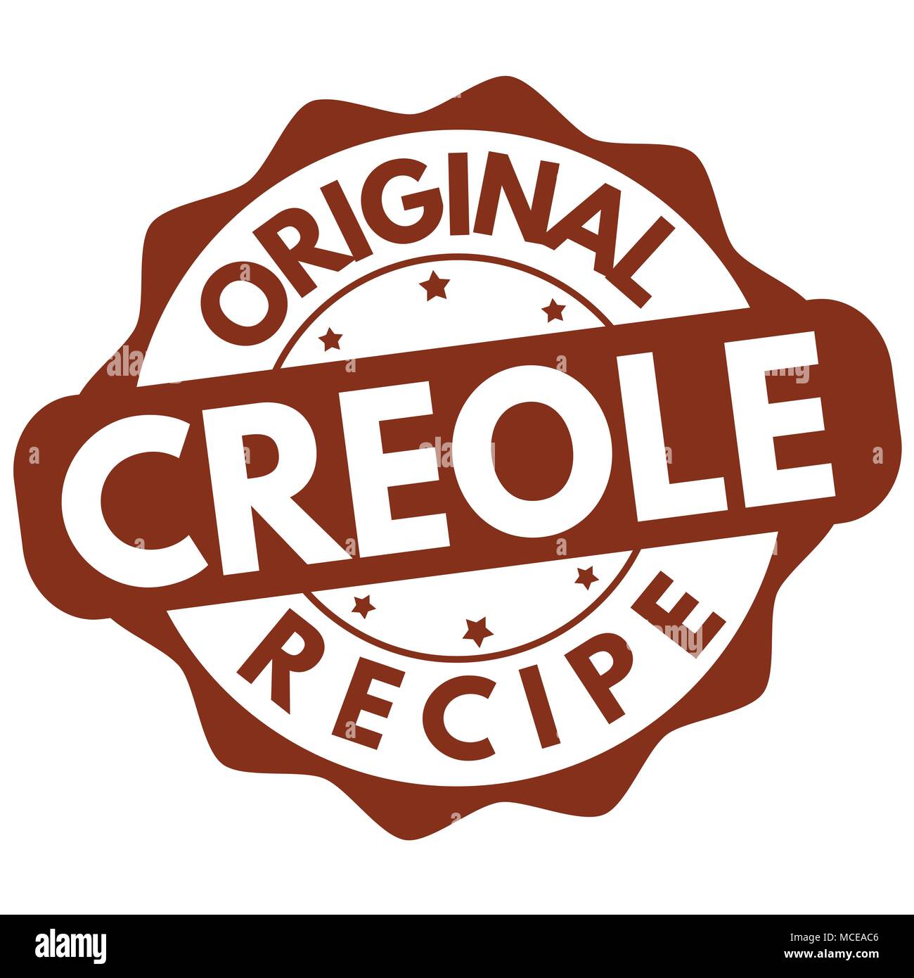 Original creole recipe label or stamp on white background, vector ...