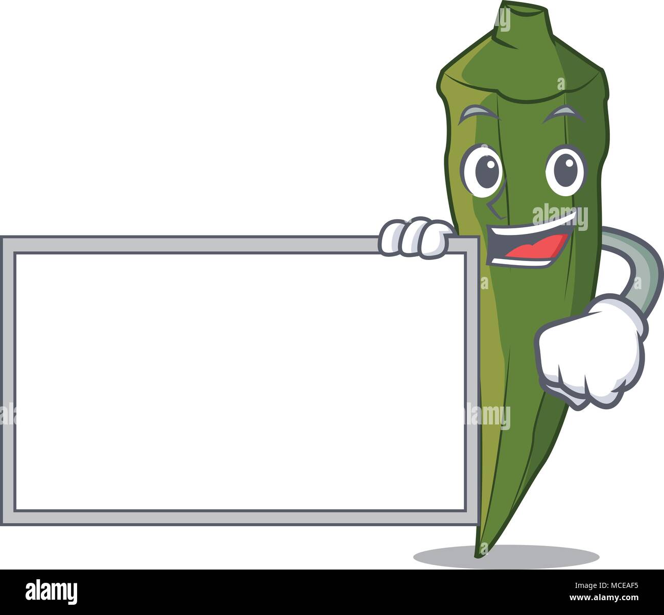 With board okra character cartoon style vector illustration Stock ...