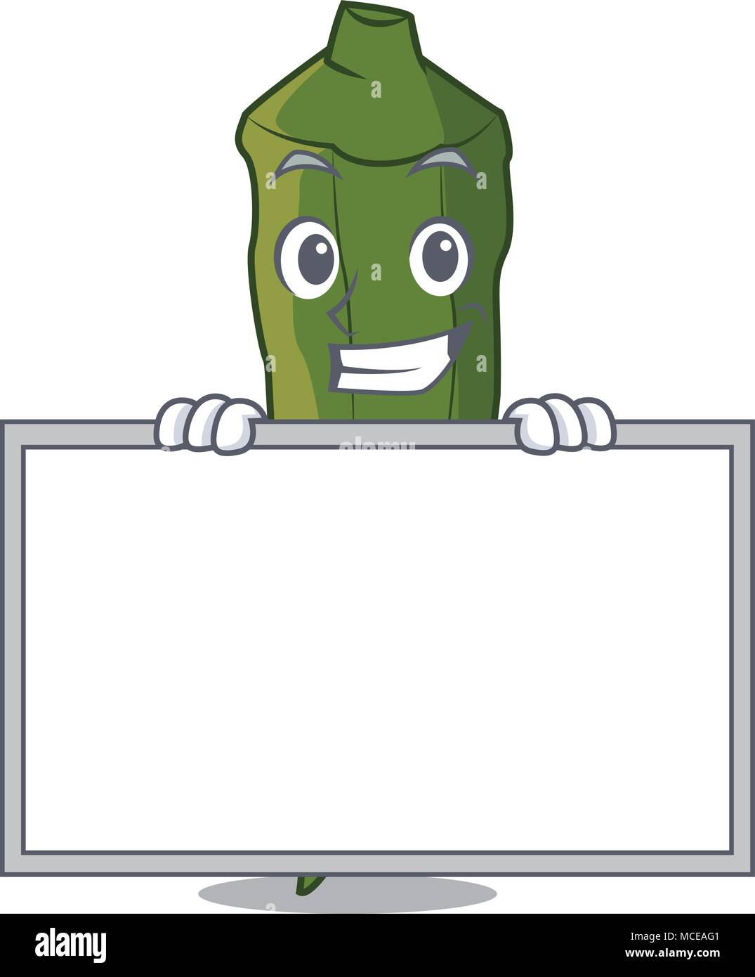 Grinning with board okra character cartoon style vector illustration ...