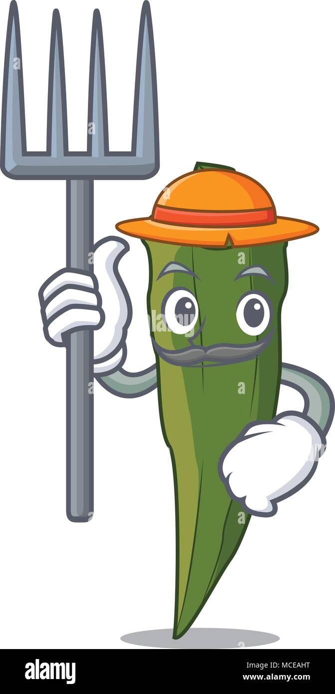 Farmer okra character cartoon style vector illustration Stock Vector ...