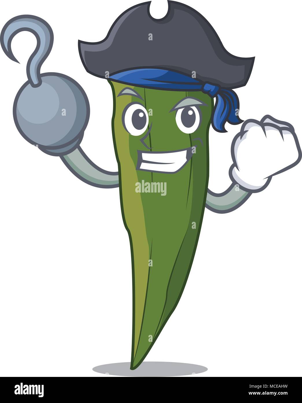 Pirate okra character cartoon style vector illustration Stock Vector ...