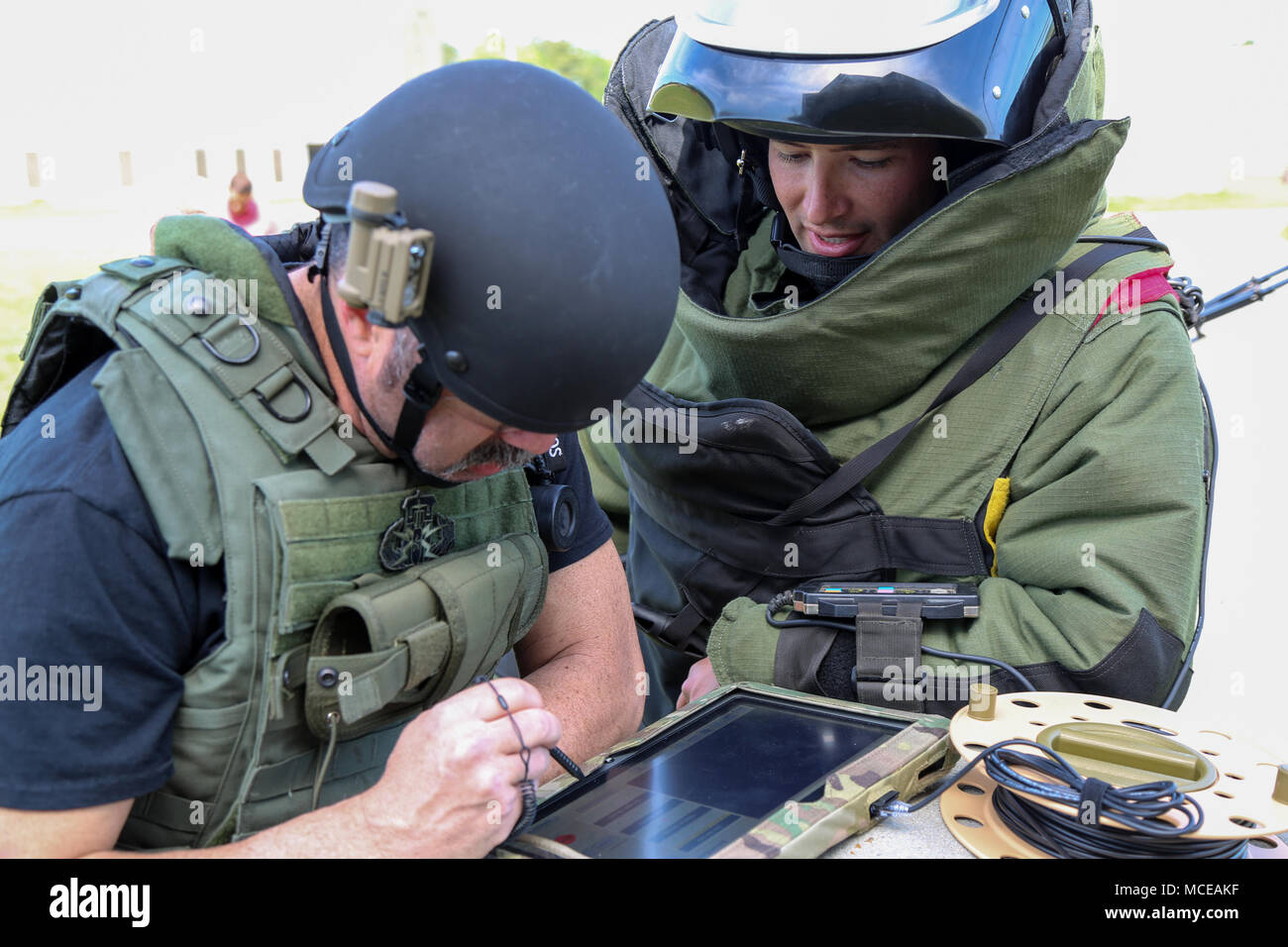 U.S. Army Staff Sgt. John Velasquez, assigned to the 663d Ordnance Company Explosive Ordnance ...