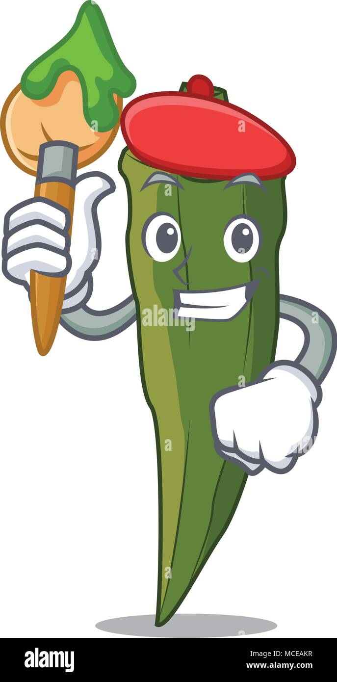 Artist okra character cartoon style vector illustration Stock Vector ...