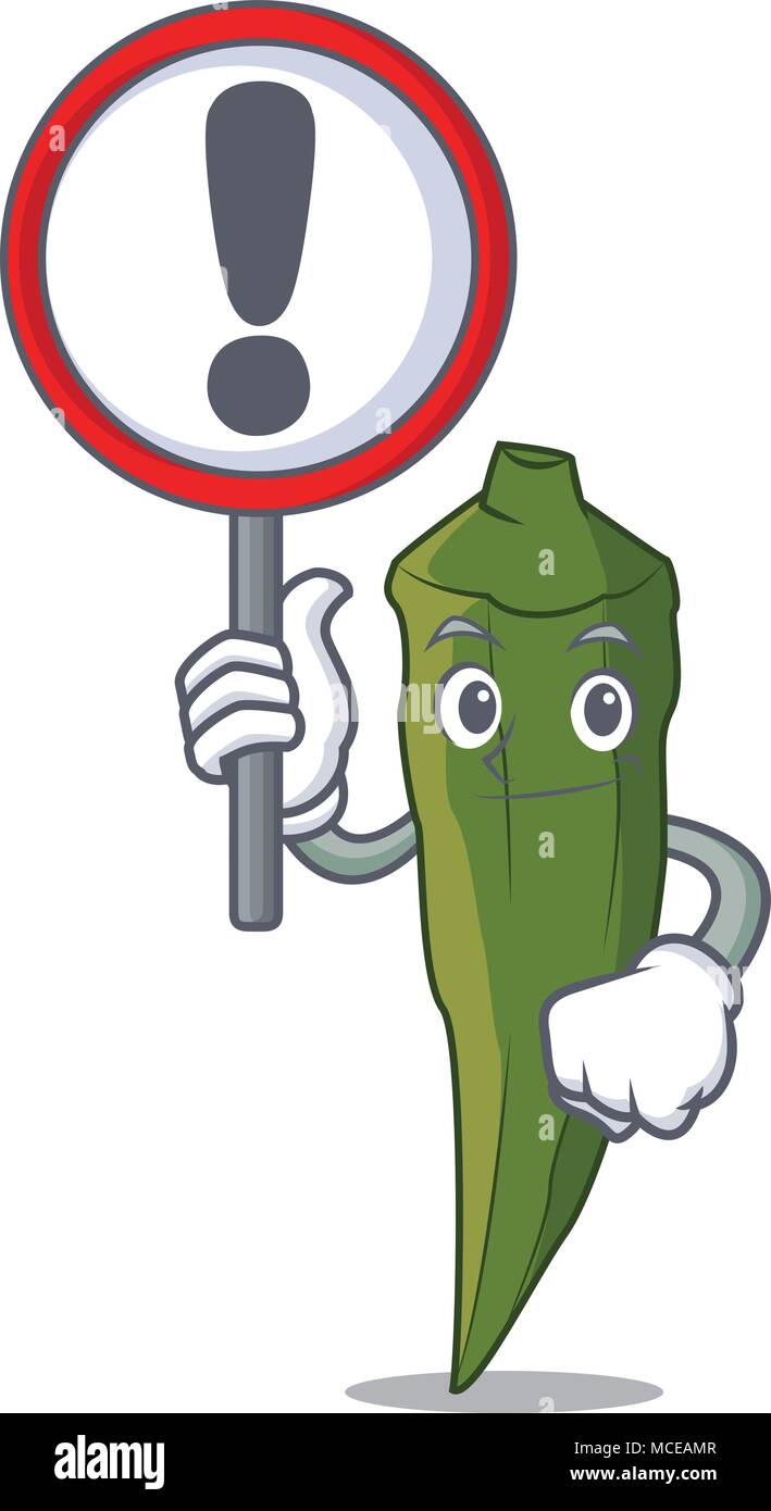 With sign okra character cartoon style vector illustration Stock Vector ...