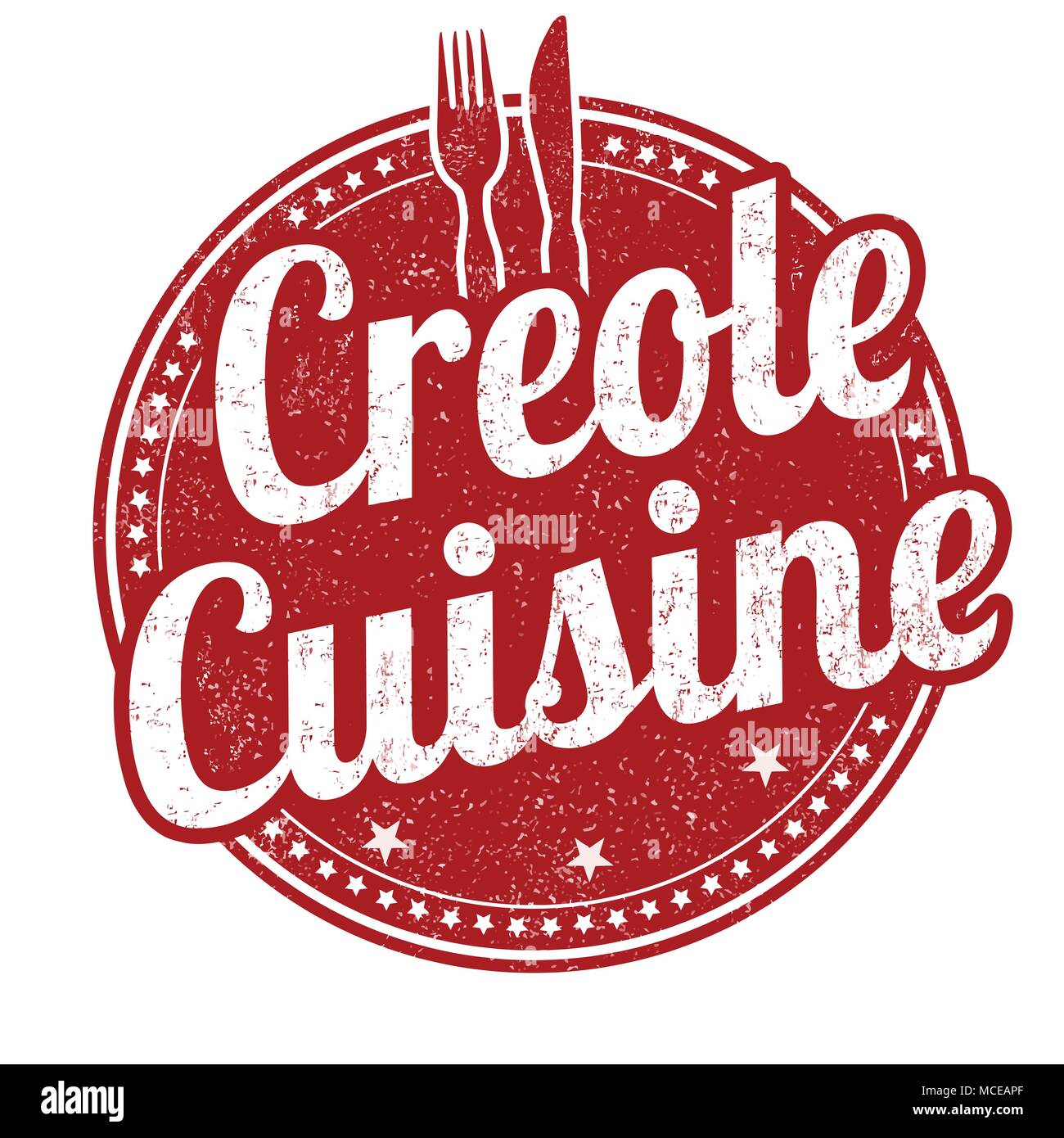 Creole cuisine grunge rubber stamp on white background, vector ...