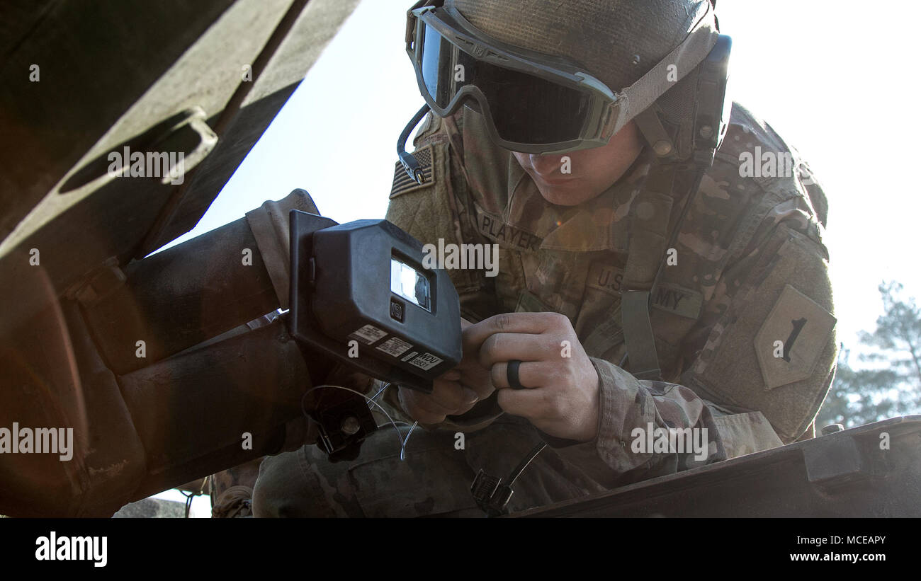 Pvt. Tyler Player, an infantryman assigned to 1st Battalion, 63rd Armor ...