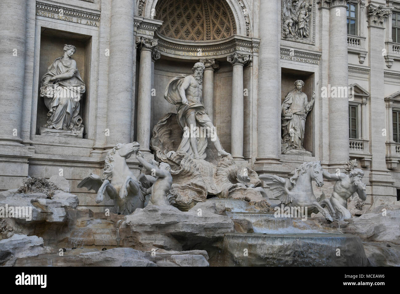Tritons guide Oceanus' shell chariot taming hippocamps in Trevi ...