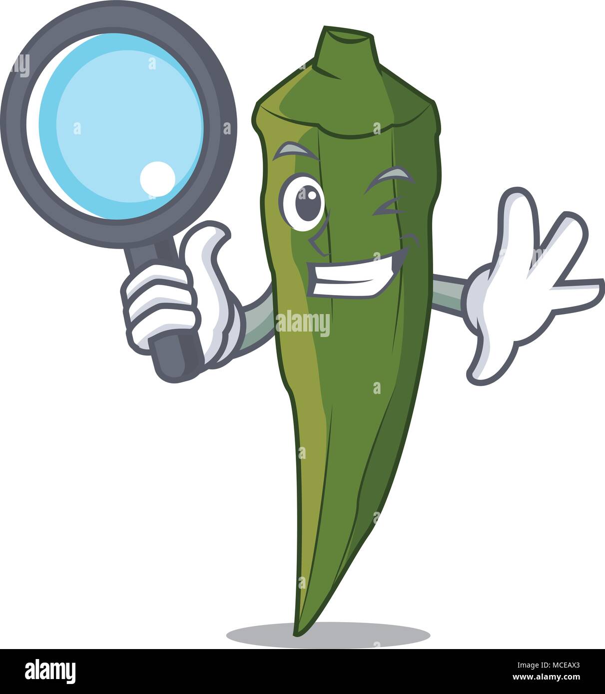 Detective okra character cartoon style vector illustration Stock Vector ...