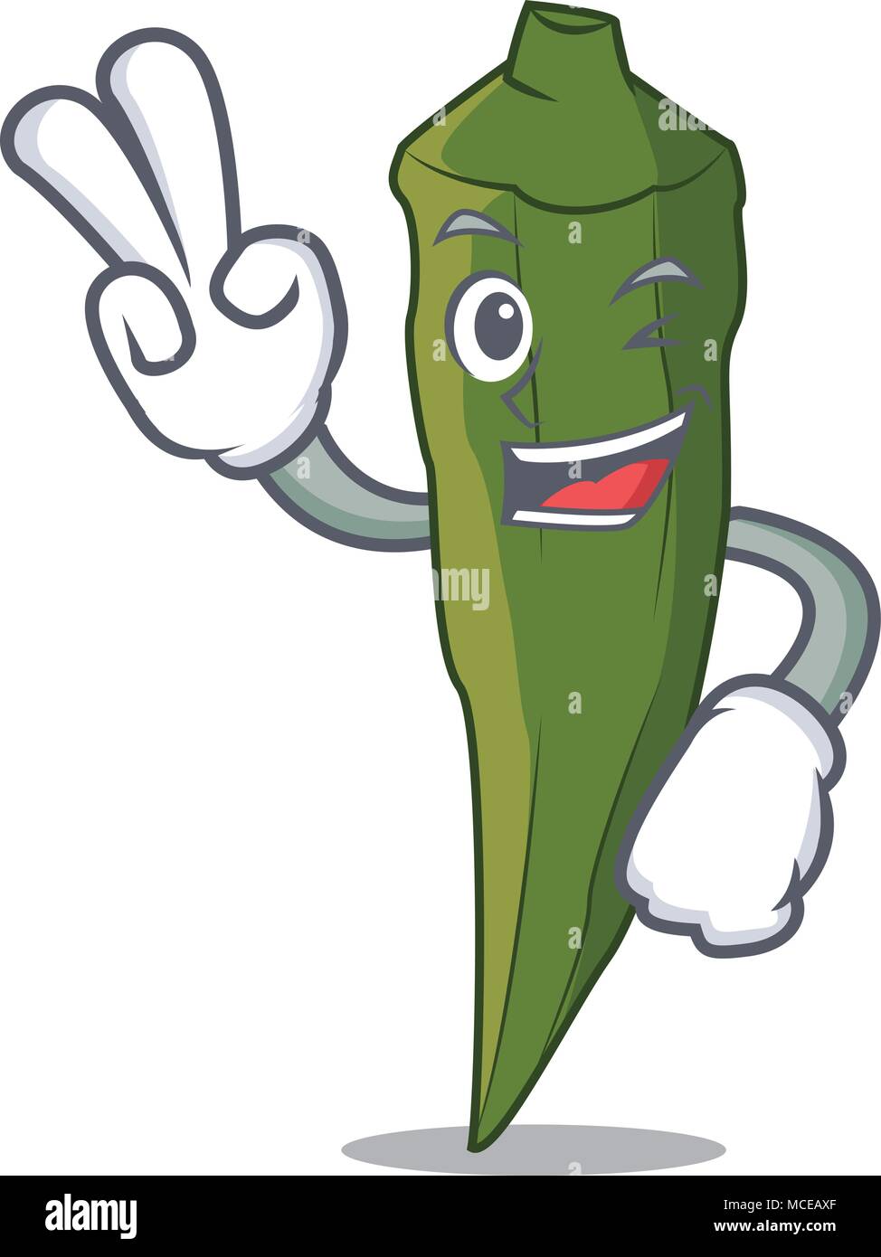 Two finger okra character cartoon style vector illustration Stock ...