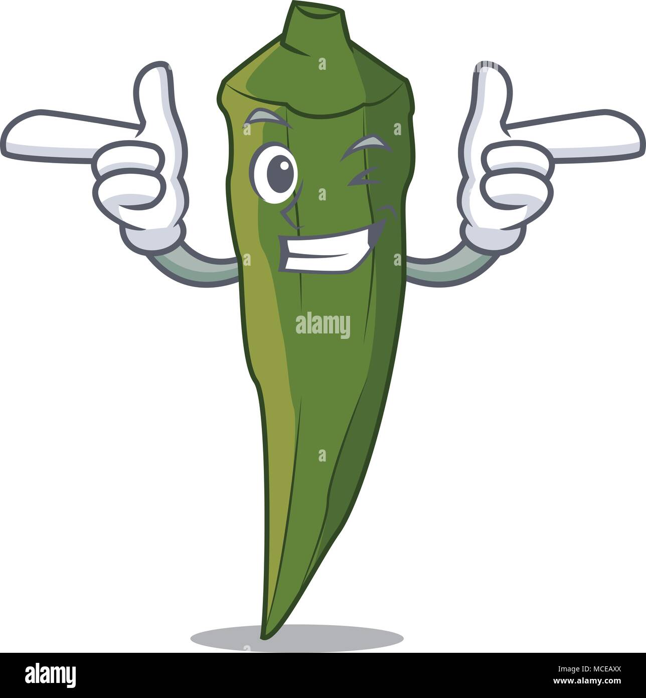 Wink okra character cartoon style vector illustration Stock Vector ...