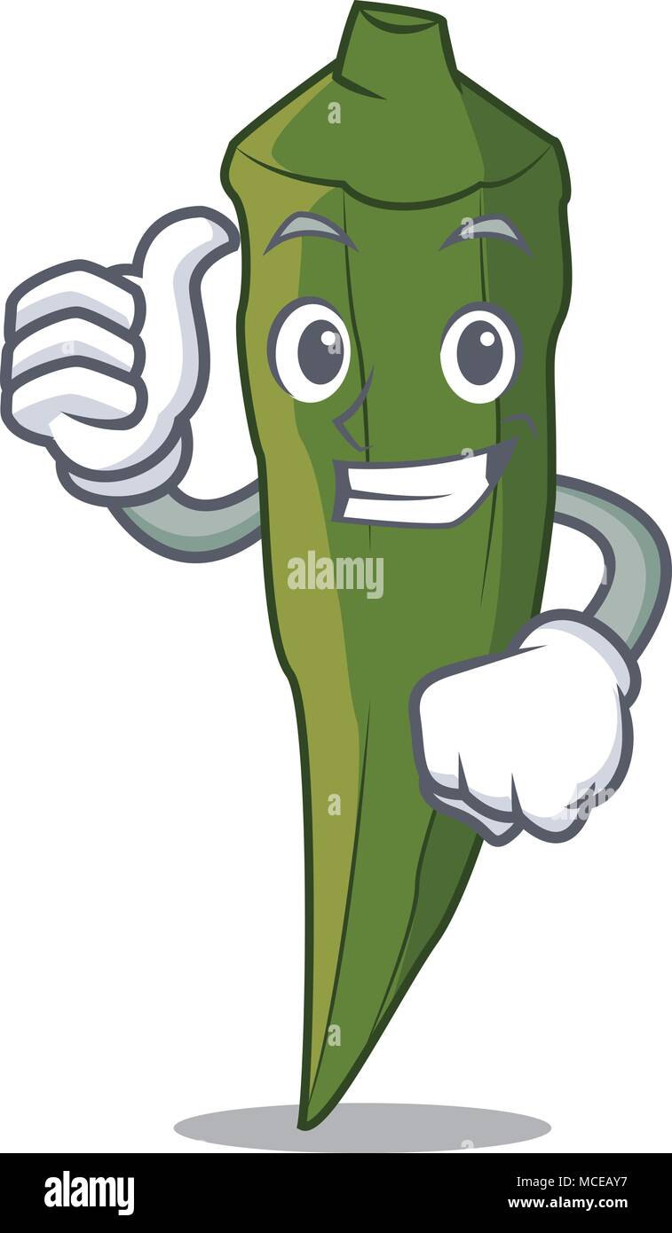 Thumbs up okra character cartoon style vector illustration Stock Vector ...