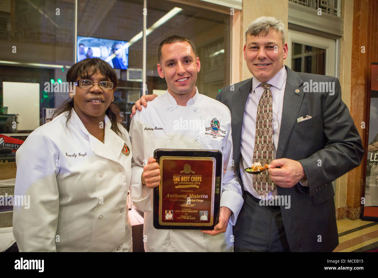 (left to right) Beverly Boyd, protocol officer for Marine Forces ...