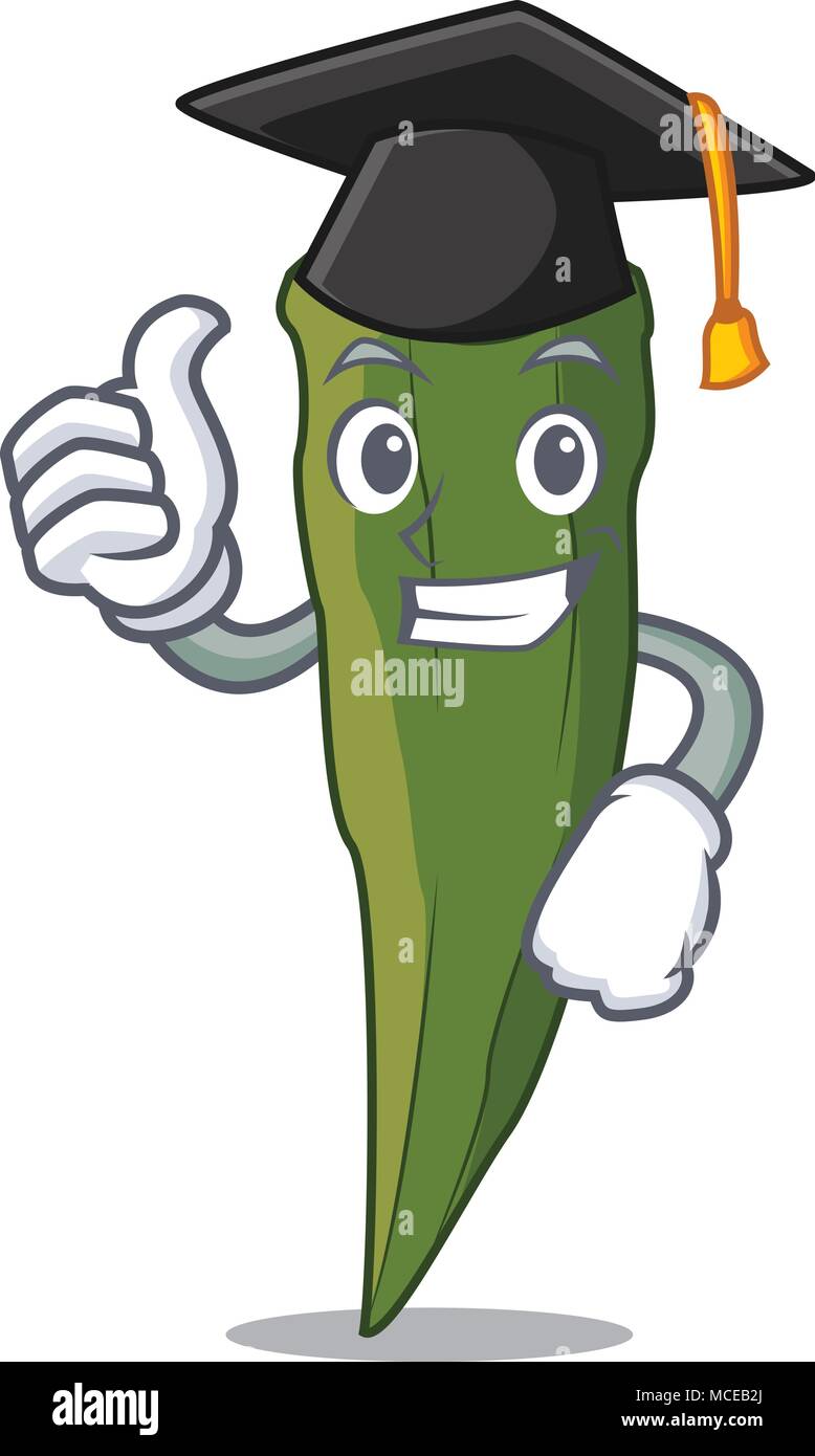 Graduation okra character cartoon style vector illustration Stock ...