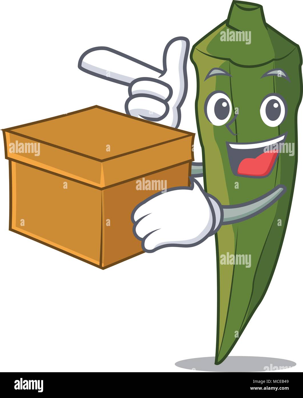 With box okra character cartoon style vector illustration Stock Vector ...