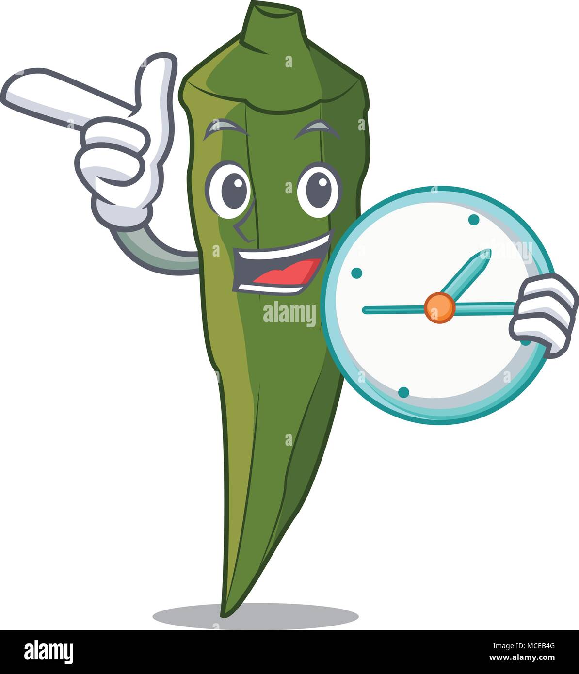 With clock okra character cartoon style vector illustration Stock ...