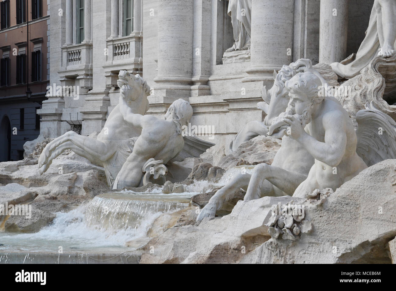 Tritons guide Oceanus' shell chariot taming hippocamps in Trevi ...
