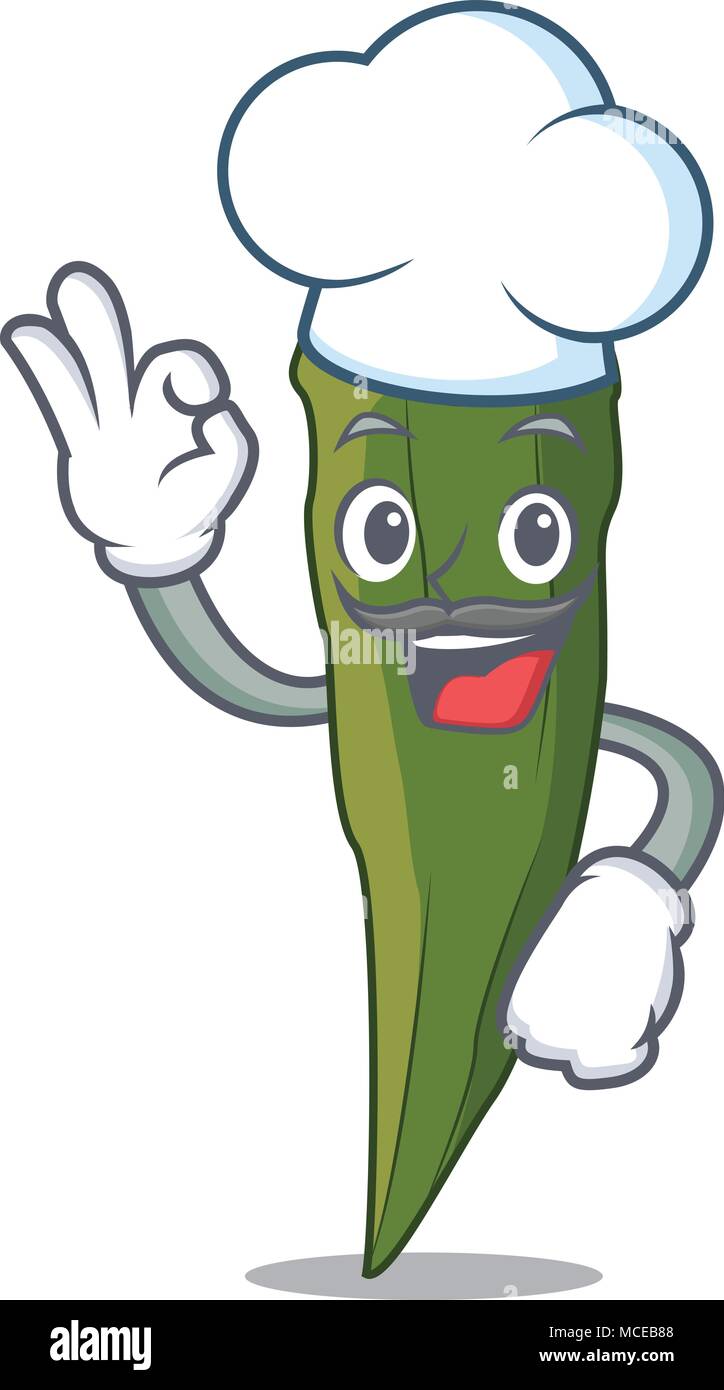 Chef okra character cartoon style vector illustration Stock Vector ...