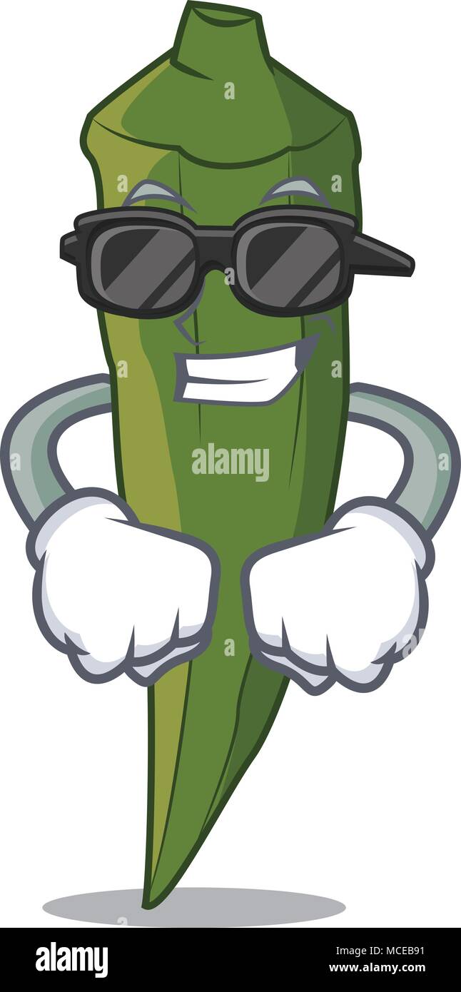 Super cool okra character cartoon style vector illustration Stock ...