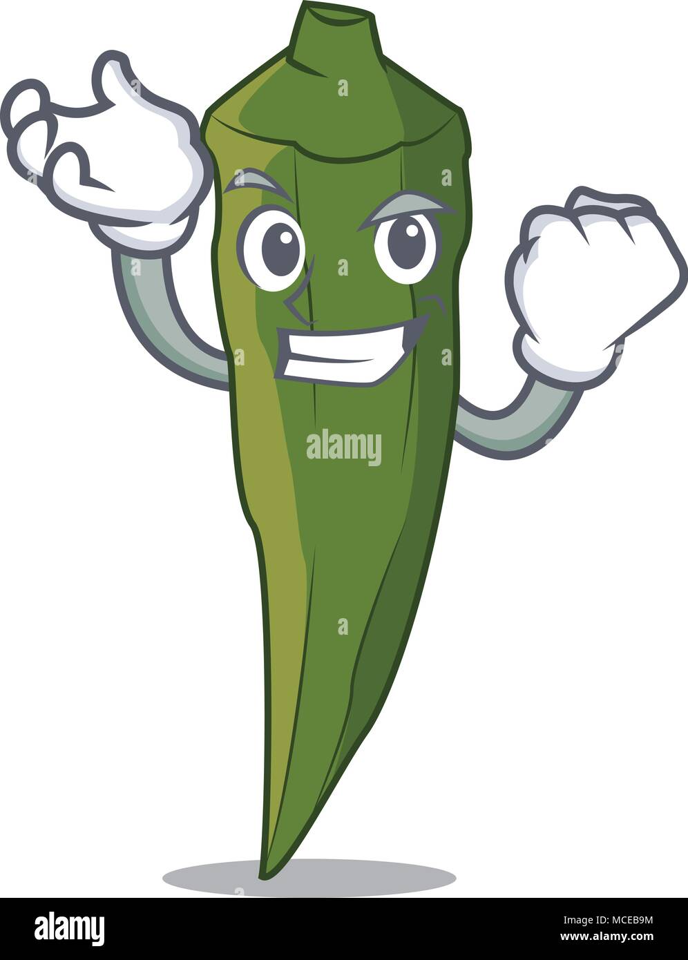 Successful okra character cartoon style vector illustration Stock ...