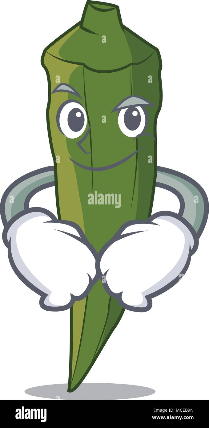 Smirking okra character cartoon style vector illustration Stock Vector ...