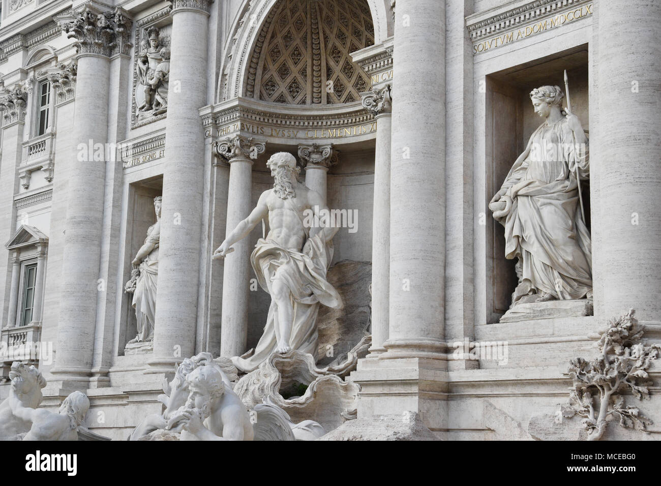Tritons guide Oceanus' shell chariot taming hippocamps in Trevi ...